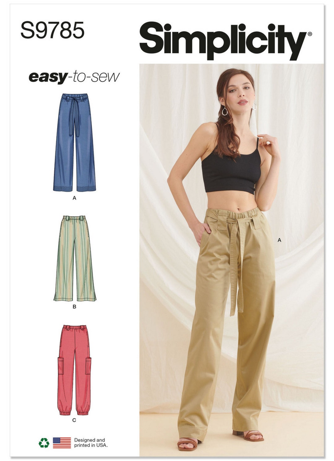 Simplicity S9785 Sewing Pattern Misses Easy to Sew Relaxed Fit Pull-on ...