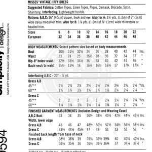 Simplicity S9594 Sewing Pattern Misses 1960s Vintage Reproduction Jiffy ...