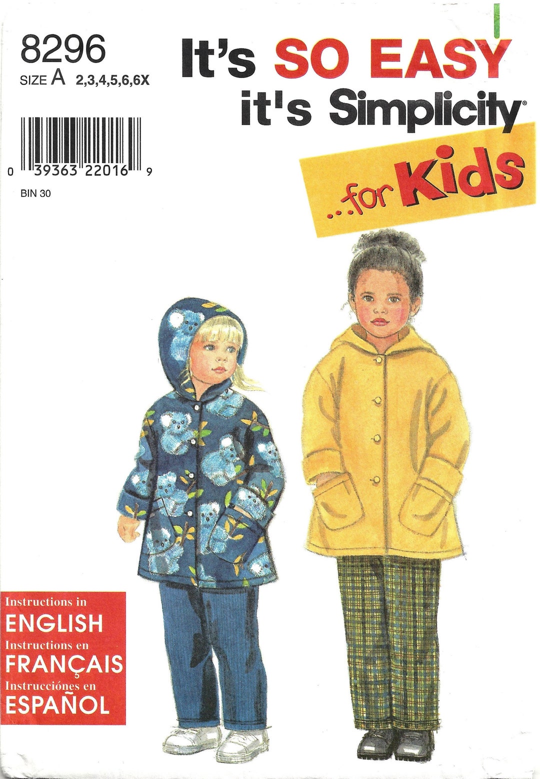 Simplicity 8296 Sewing Pattern for Childrens Jacket With Hood and Pull on Pants It's so Easy ...