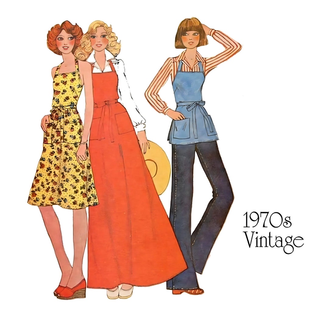Vintage 70s Mccalls Misses Butcher Apron Sewing Pattern All Sizes ...