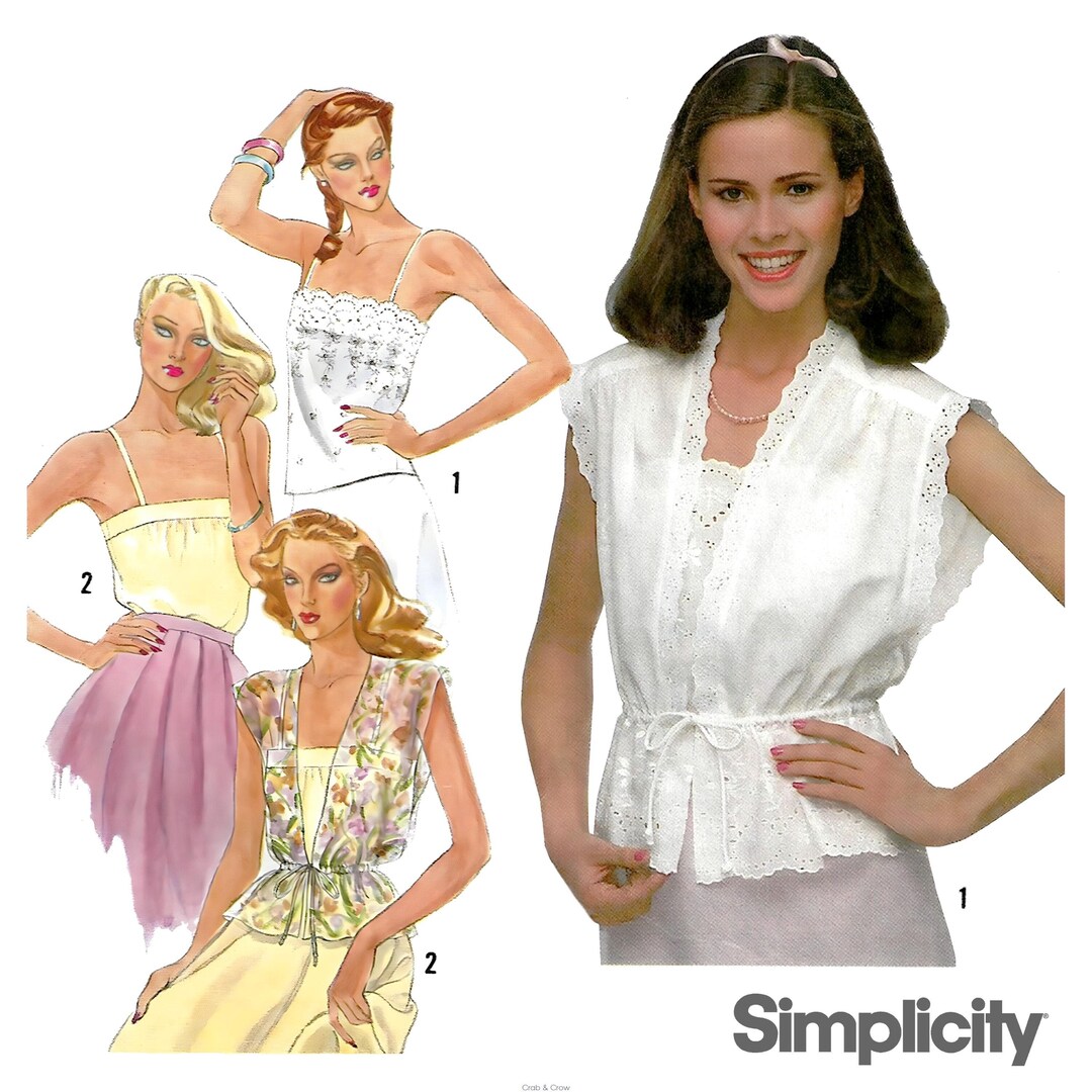 Simplicity 9971 Sewing Pattern Misses Vintage 80s Pullover Camisoles ...