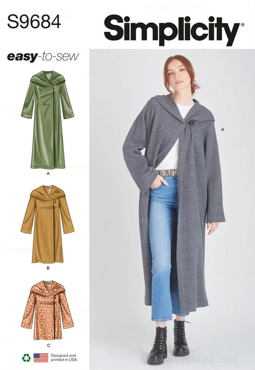 Simplicity S9684 Sewing Pattern Misses Easy to Sew Hooded Coats and ...