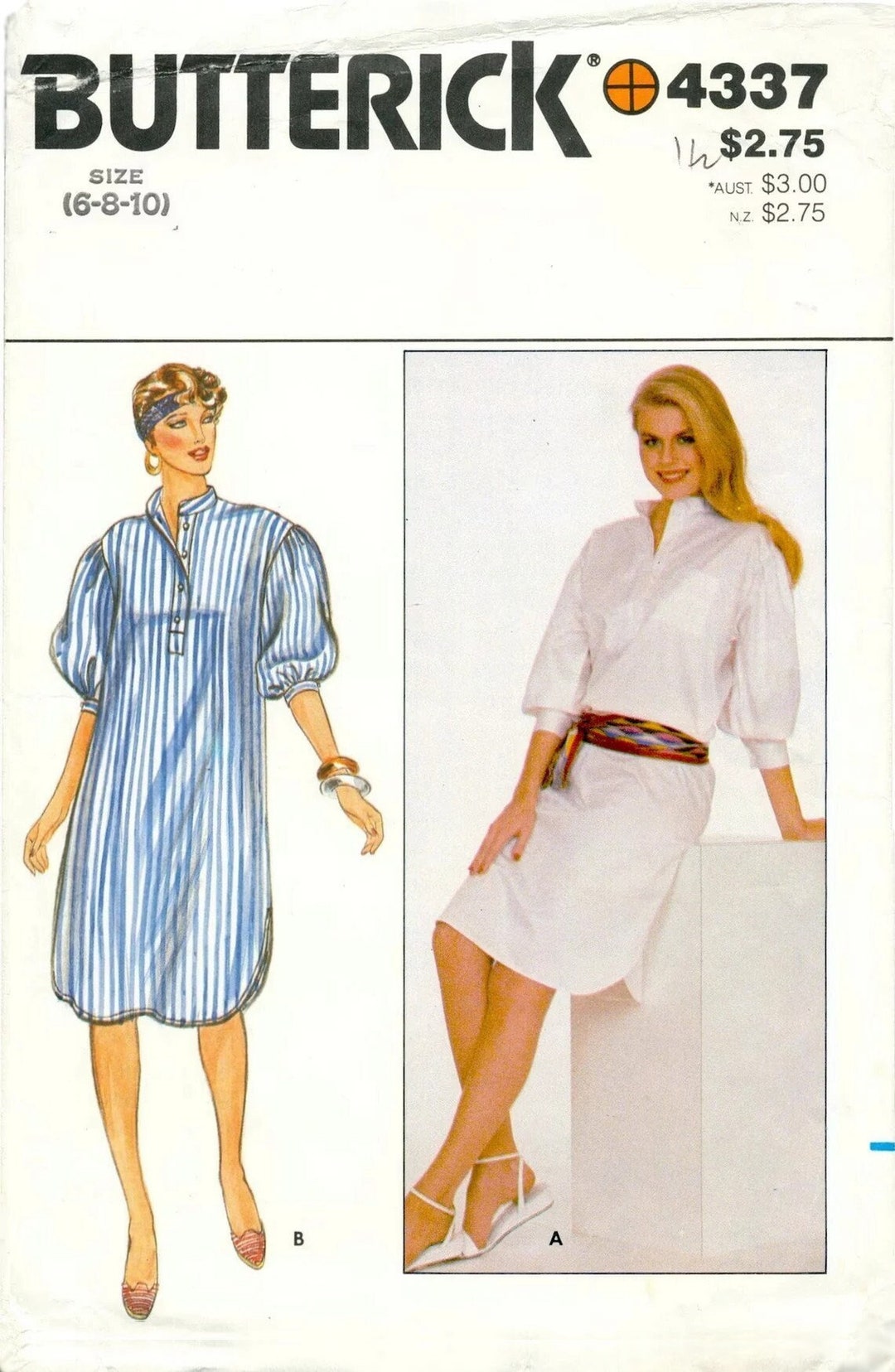 Butterick 4337 Sewing Pattern for Misses Vintage 80s Oversized Mandarin ...
