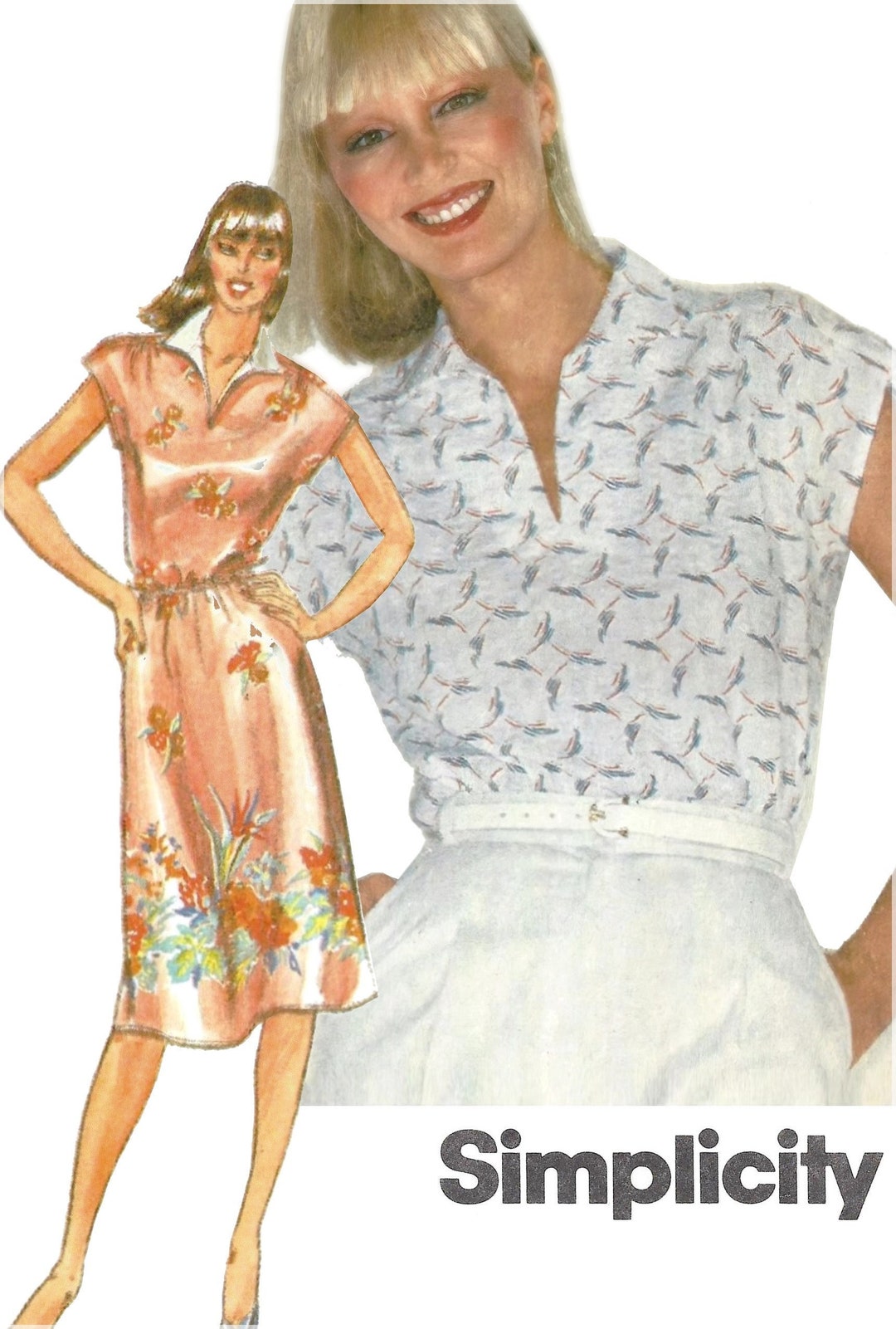 Simplicity 9917 Sewing Pattern Misses Vintage 80s Jiffy Pullover Dress ...