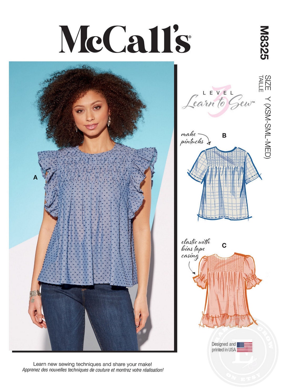 Mccalls M8325 Sewing Pattern Misses Pintuck Detail Tops Learn to Sew ...