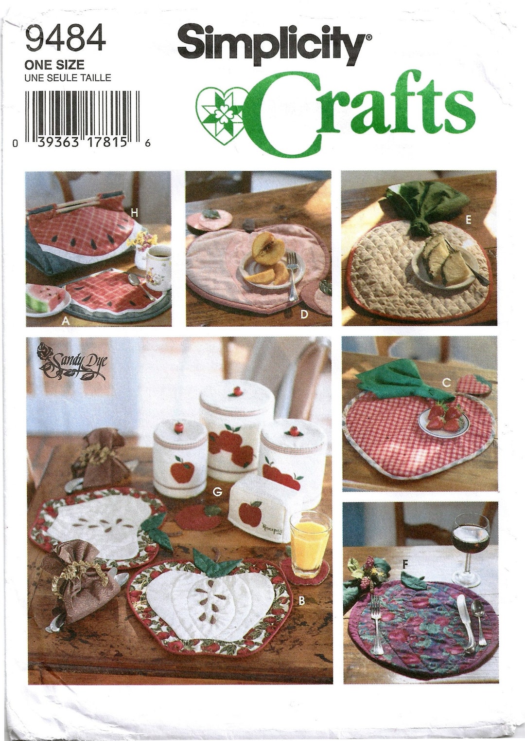 Simplicity 9484 Sewing Pattern for Fruit Theme Place Mats Napkins ...