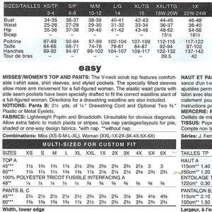 Butterick B5301 Sewing Pattern for Misses or Womens Plus Size Scrubs ...