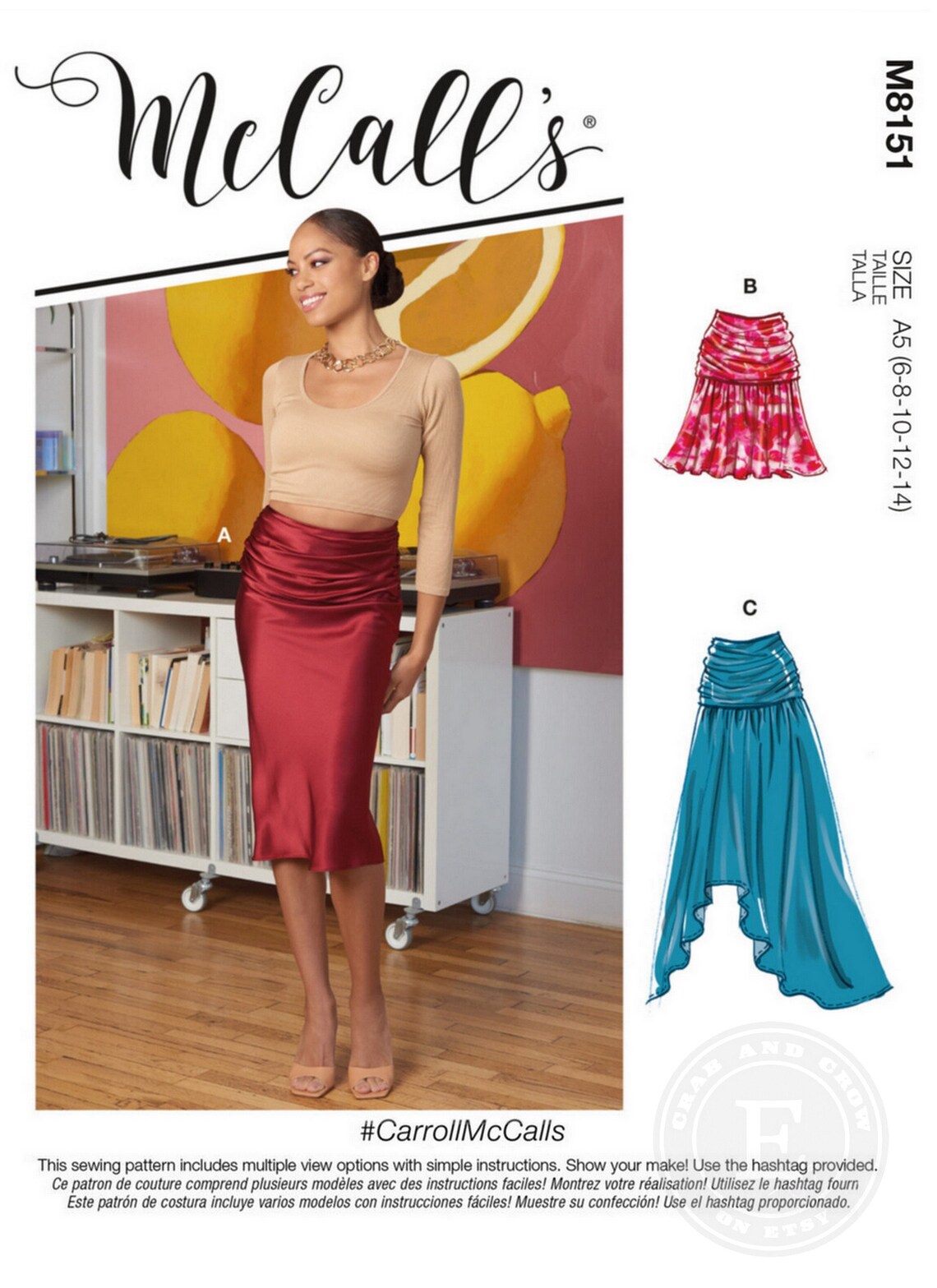 Mccalls M8151 Sewing Pattern Misses Bias Cut or Gathered Skirt With ...