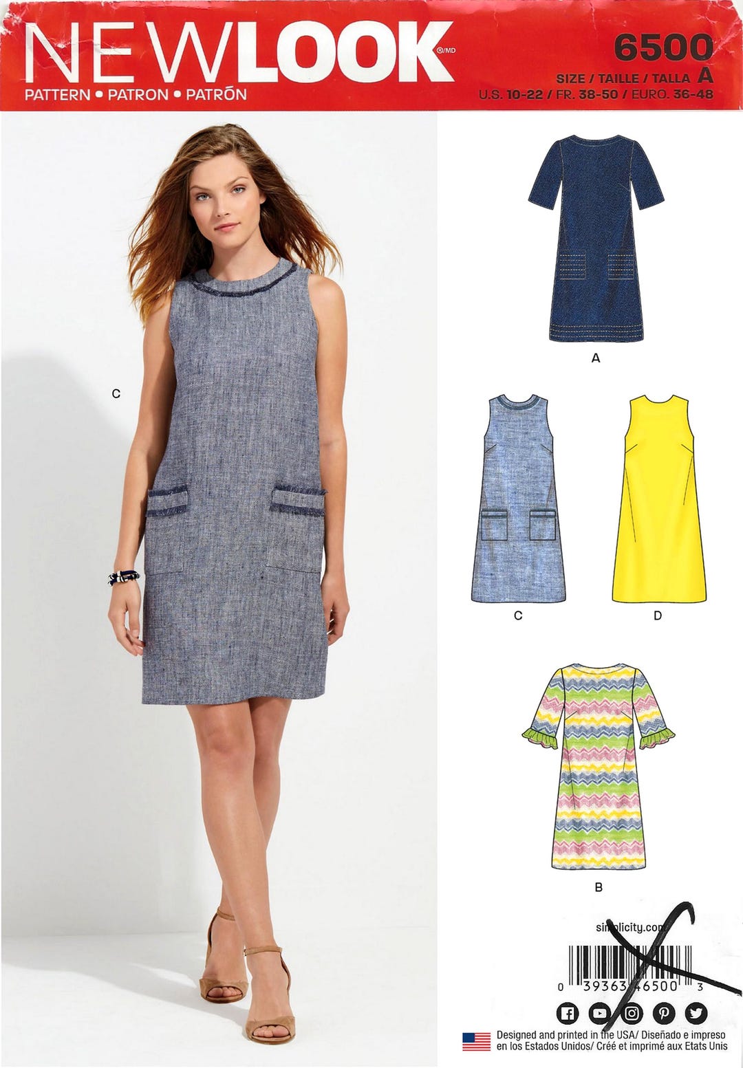 New Look 6500 Sewing Pattern Misses Dress With Neckline Sleeve and ...