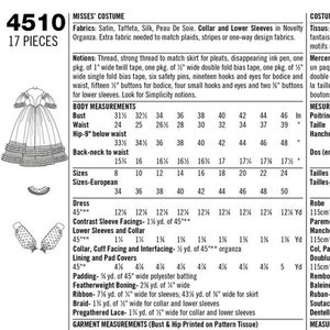Simplicity 4510 Sewing Pattern Misses Civil War Costume Full Length ...