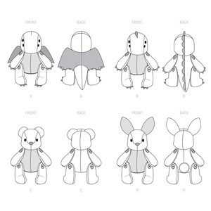 Simplicity S9441 Sewing Pattern for Plushie Button Jointed Dragon ...