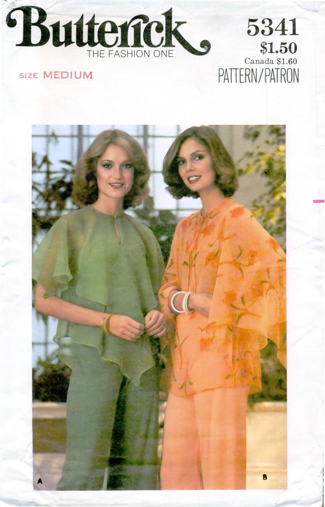 Butterick 5341 Sewing Pattern Misses Vintage 70s Blouse With Pointed ...
