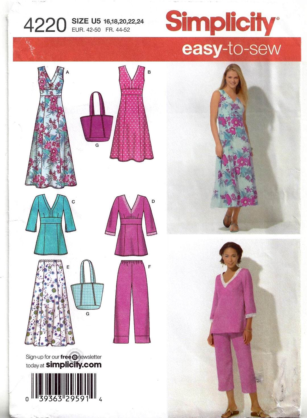 Simplicity 4220 Sewing Pattern Misses Easy to Sew Skirt Cropped Pants ...