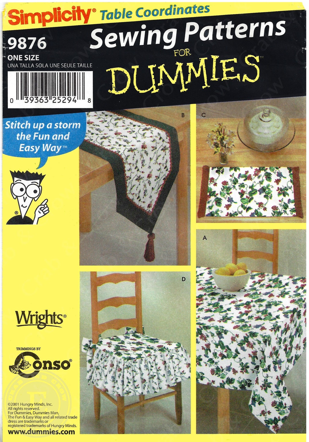 Simplicity 9876 Sewing Pattern Dummies Series for Table Accessories ...