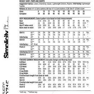 Simplicity S9715 Sewing Pattern Misses Long or Short Sleeve Shirt High ...