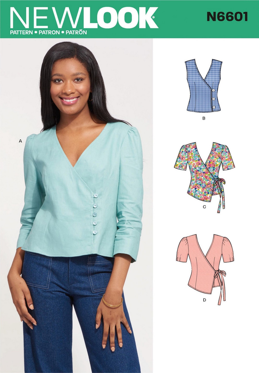 New Look N6601 Sewing Pattern for Misses Side Button or Tie Closure ...