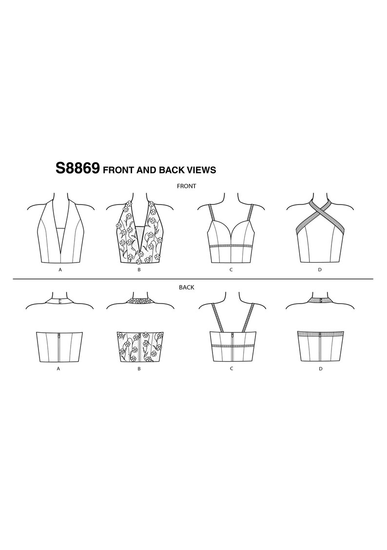 Simplicity S8869 Sewing Pattern Misses Lined Tops With Fabric and Trim ...