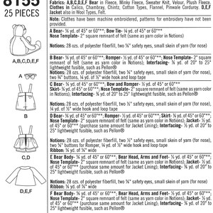 Simplicity 8155 Sewing Pattern for Stuffed Teddy Bears With Clothes ...