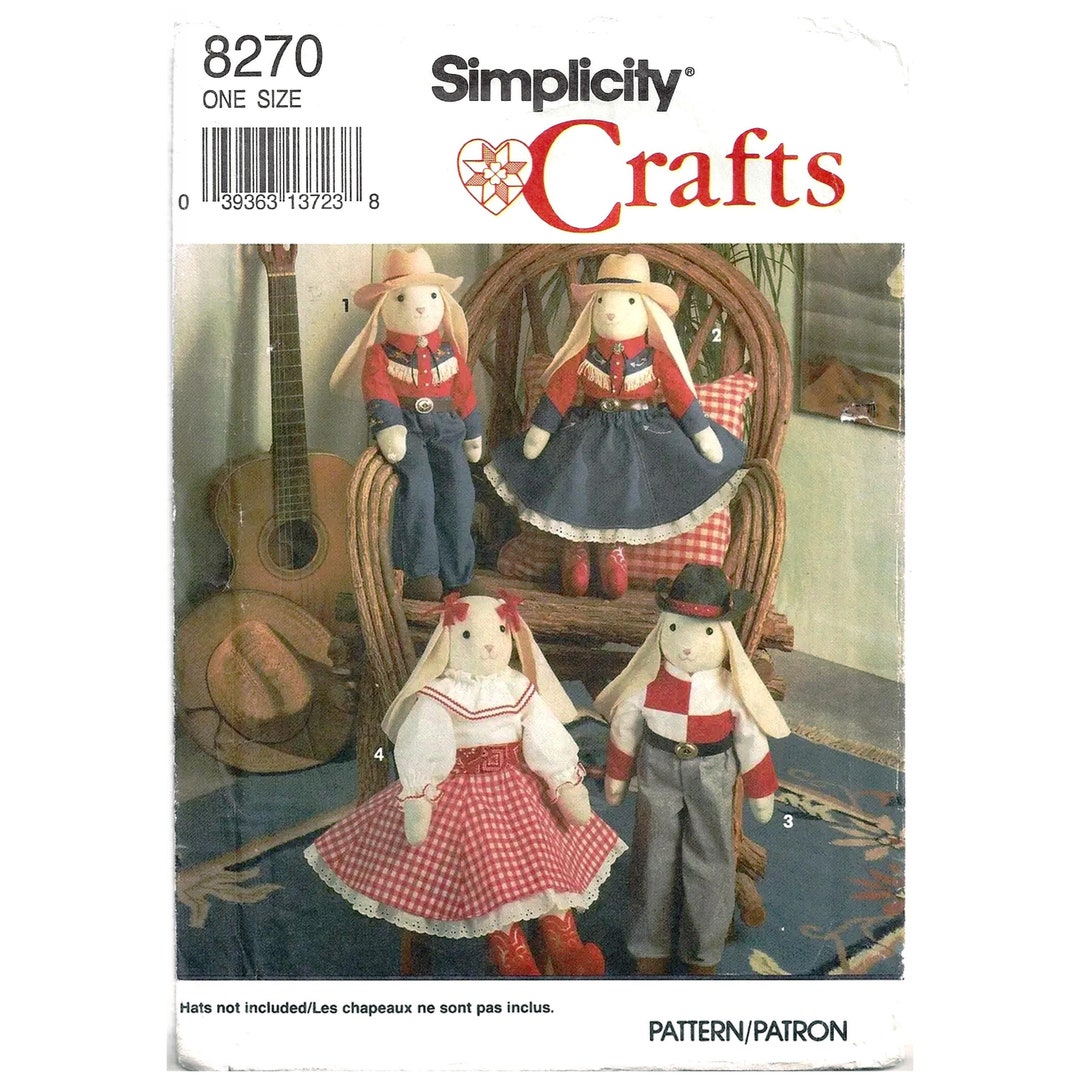 Simplicity 8270 Sewing Pattern for Decorative Country Western Bunnies ...