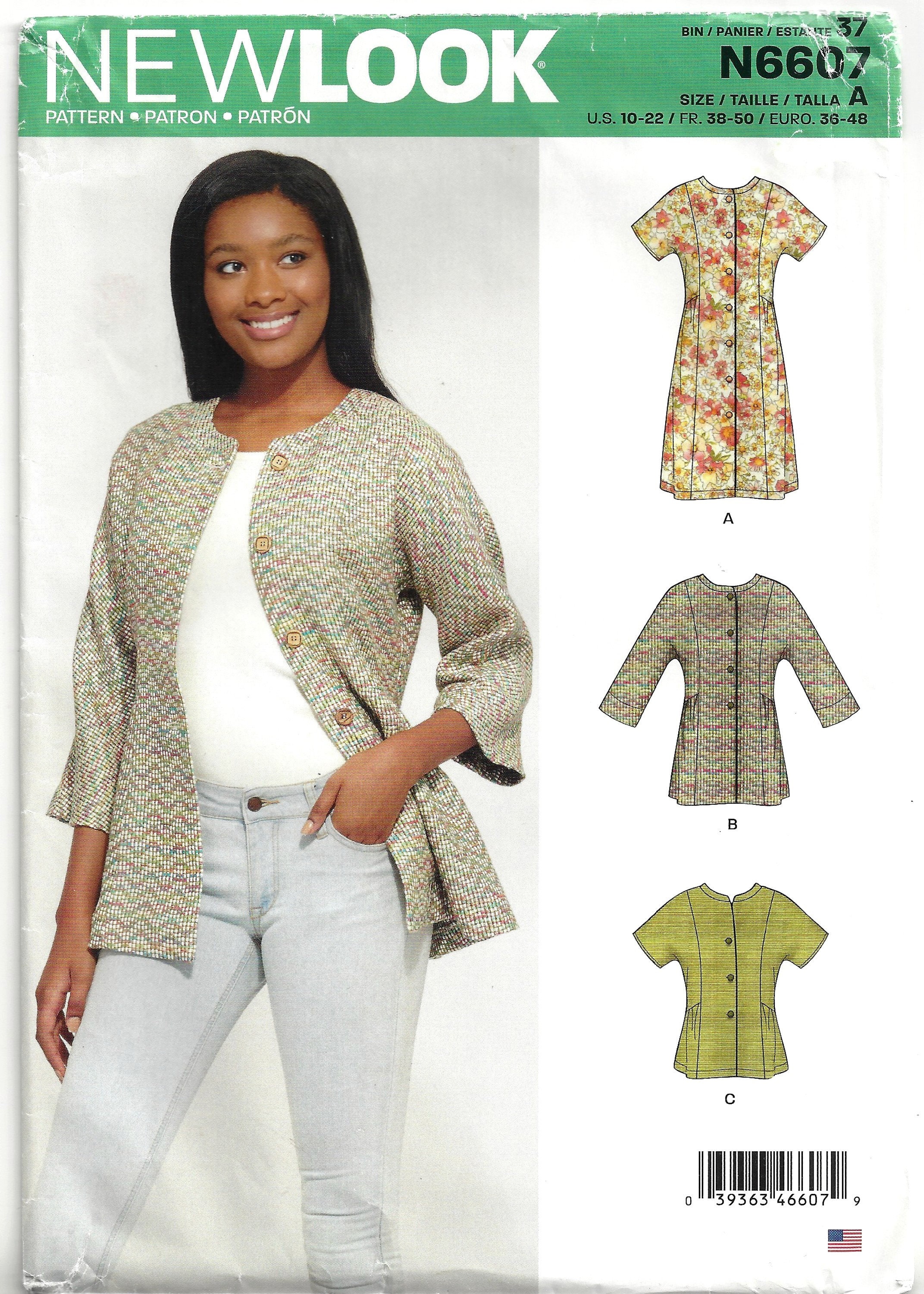 New Look N6607 Sewing Pattern for Misses Mini Dress Tunic and Top Sz 10 ...