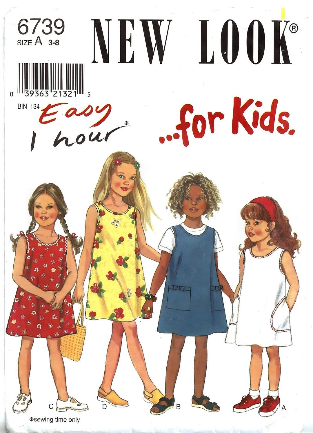 New Look 6739 Sewing Pattern for Girls Easy One Hour Jumper Dress With ...