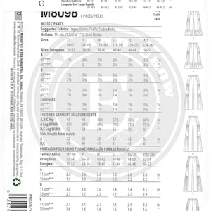 Mccalls M8098 Sewing Pattern Misses Elastic Waist Full Pants With ...