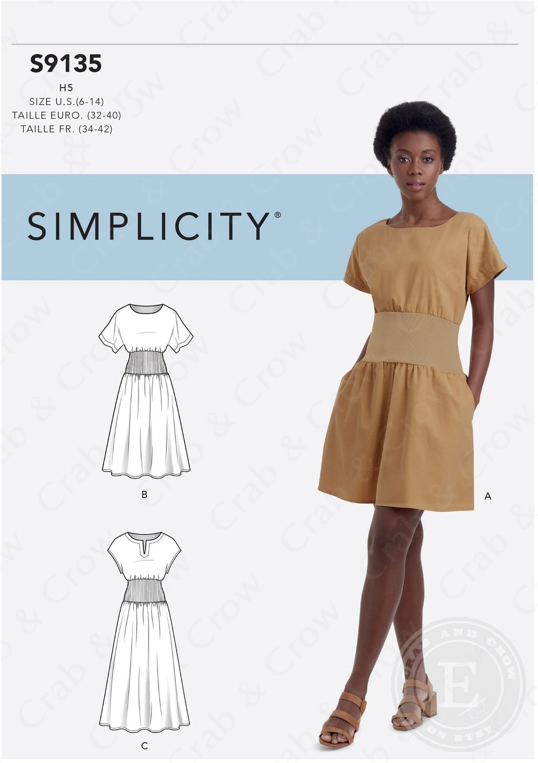 Simplicity S9135 Sewing Pattern Misses Dress With Knit Midriff Detail ...