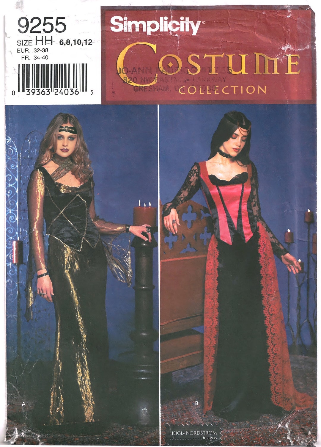 Simplicity 9255 Sewing Pattern Misses Halloween Costume Corset Style ...