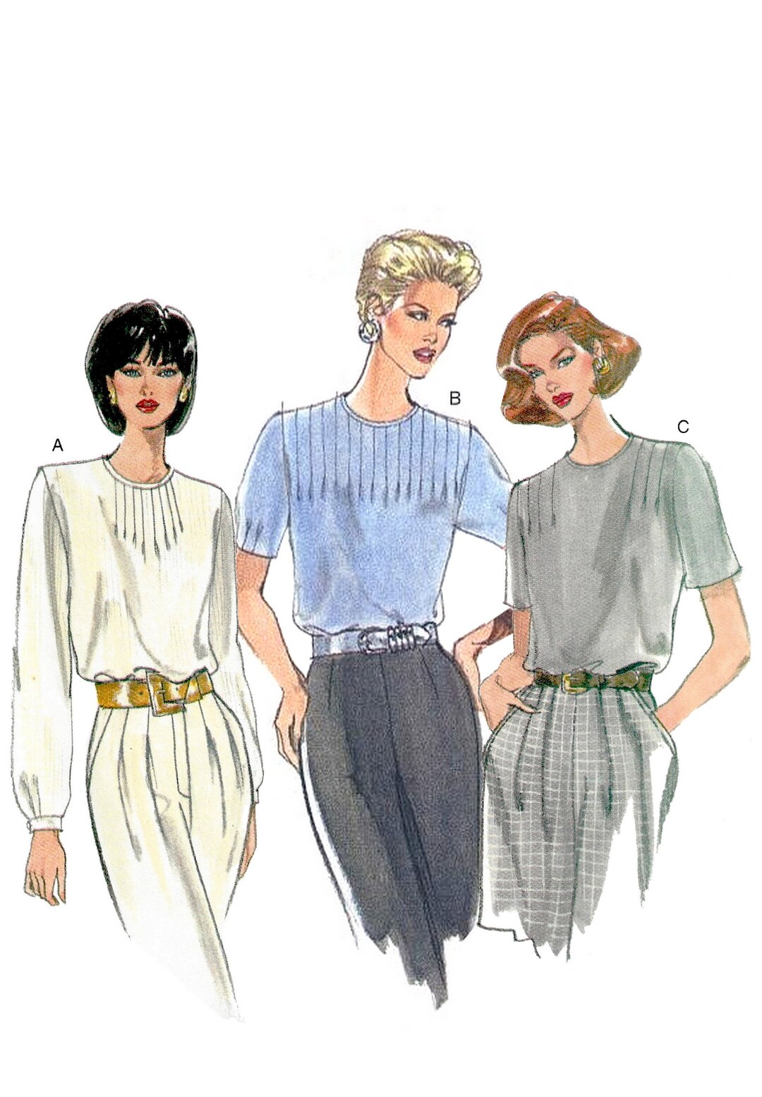 Vogue 9288 Sewing Pattern Misses Loose Fitting Blouse With Front Tuck ...