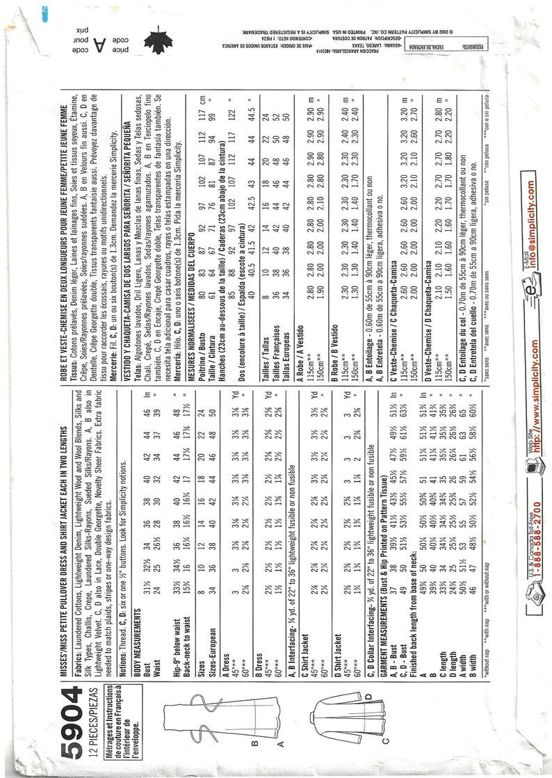 Simplicity 5904 Sewing Pattern Misses Easy to Sew Pullover - Etsy