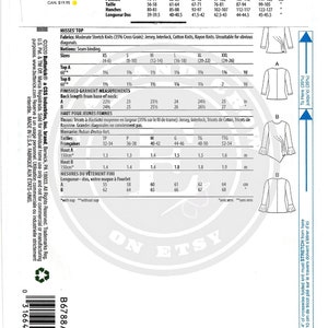 Butterick B6788 Sewing Pattern Misses Pullover Knit Top With ...