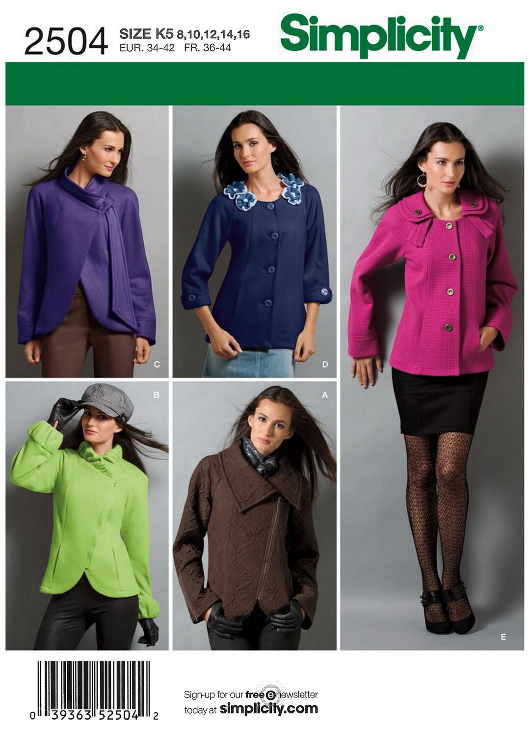 Simplicity 2504 Sewing Pattern Misses Jackets With Front and Collar ...