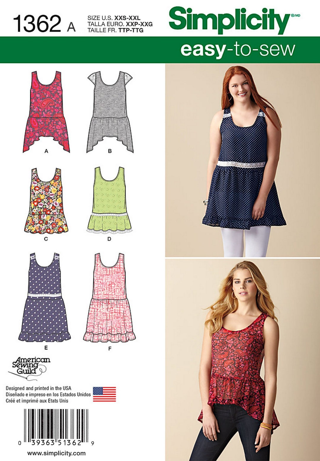 Simplicity 1362 Sewing Pattern Misses Easy to Sew Loose Fitting Mini ...