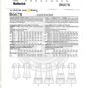 Butterick B6678 Sewing Pattern Misses Easy Unlined Dress With - Etsy