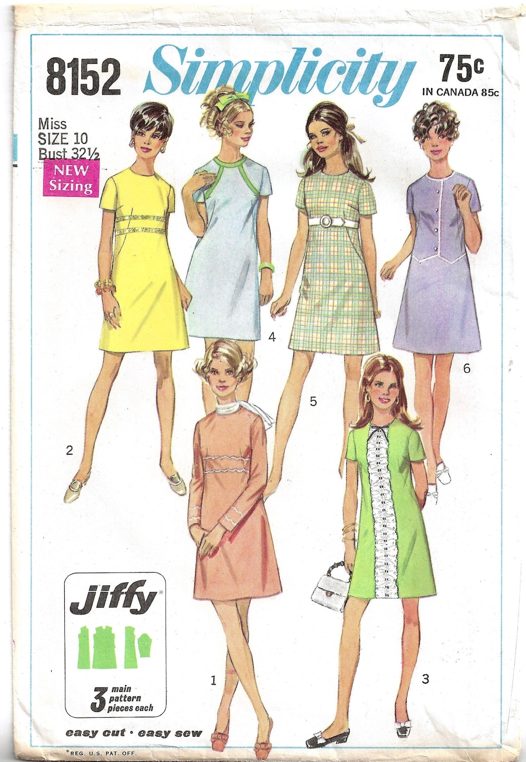 Simplicity 8152 Sewing Pattern Misses Vintage 60s Simple to - Etsy
