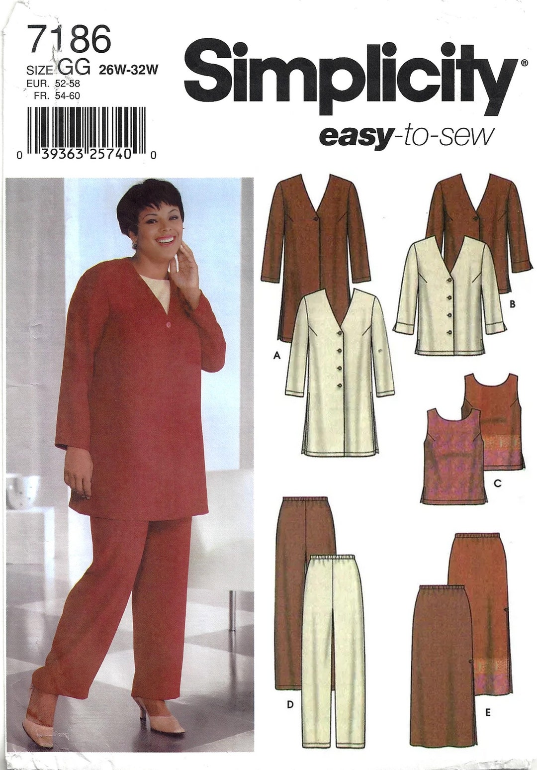 Simplicity 7186 Sewing Pattern Womens Plus Size Easy to Sew Jacket in ...