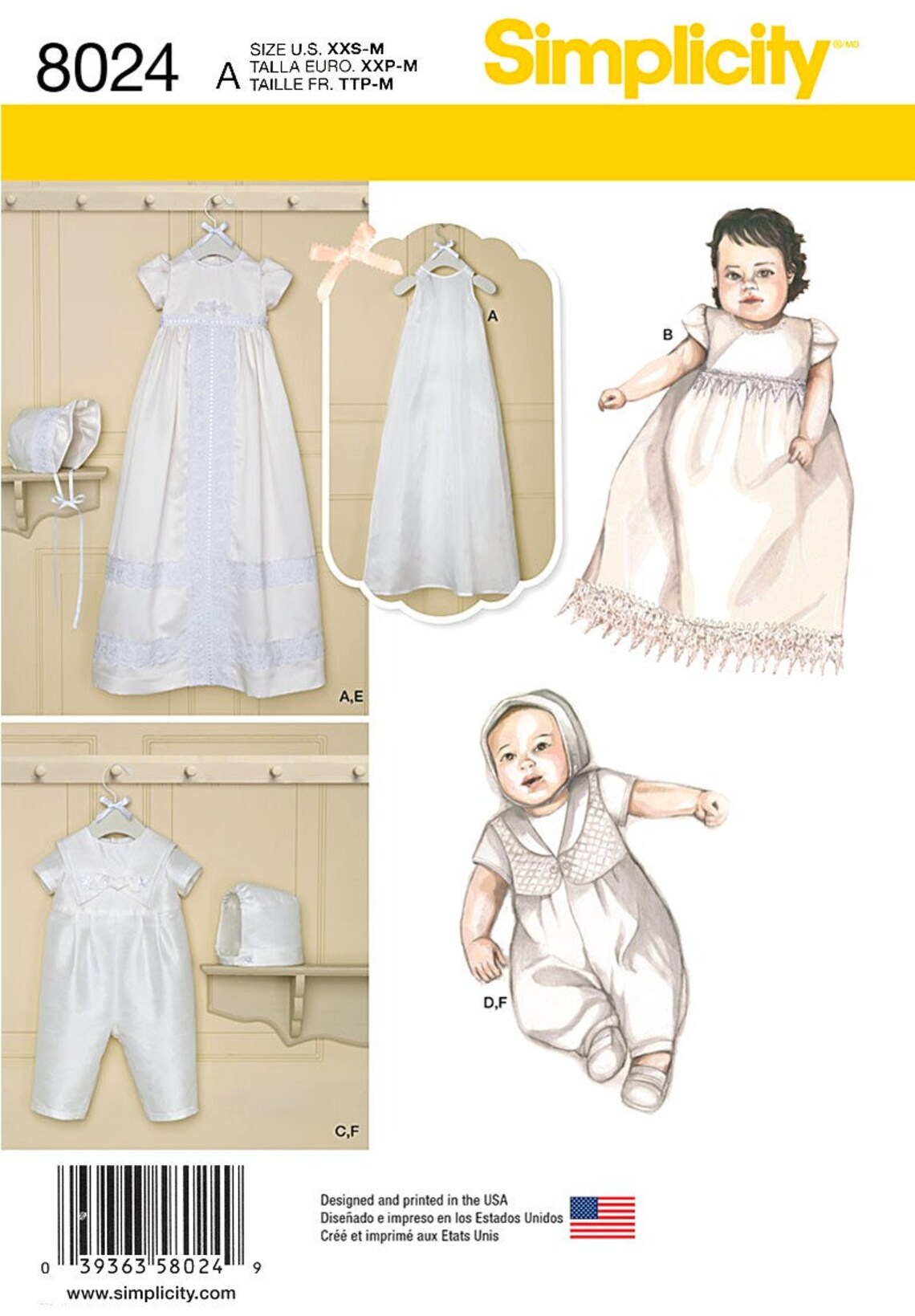 Simplicity 8024 Sewing Pattern Heirloom Babies Christening - Etsy