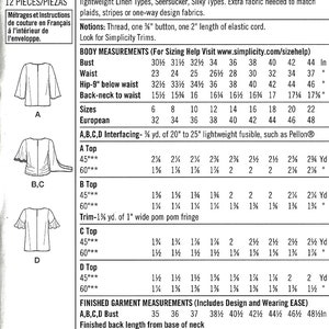 Simplicity 8601 Sewing Pattern Misses Easy to Sew Pullover Tops Tie ...