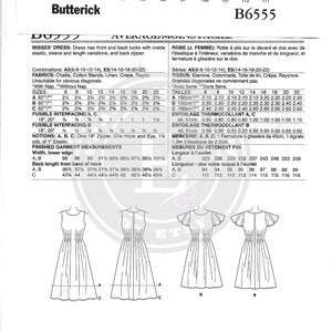 Butterick B6555 Sewing Pattern Misses Dress With Front and Back Tucks ...