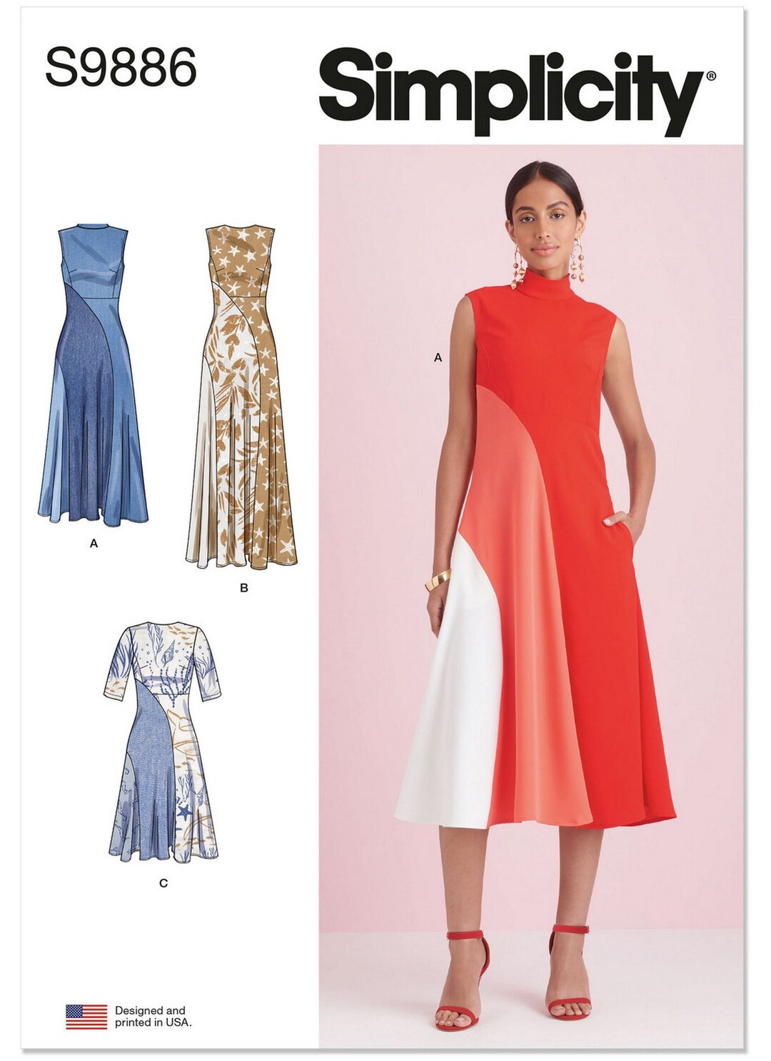 Simplicity S9886 Sewing Pattern Misses Color Blocked Dress With Sleeve ...