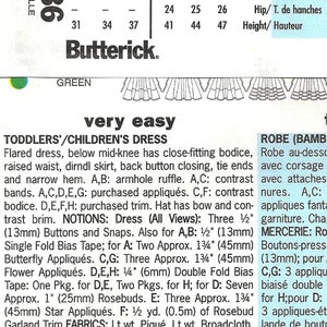 Butterick 6486 Sewing Pattern Toddlers Very Easy Raised Waist Fit and ...