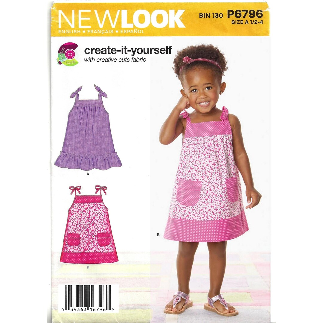 New Look P6796 Sewing Pattern for Toddlers Shoulder Tie Sleeveless ...