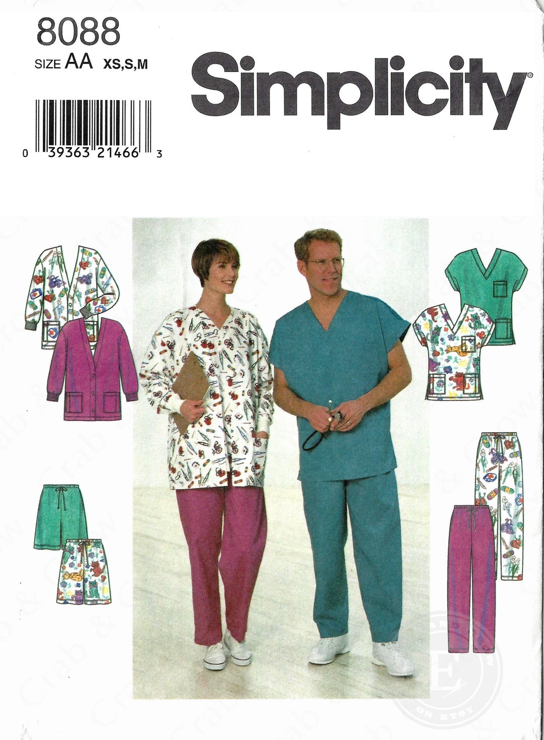 Simplicity 8088 Sewing Pattern Uniform Scrubs Separates Mens Womens ...