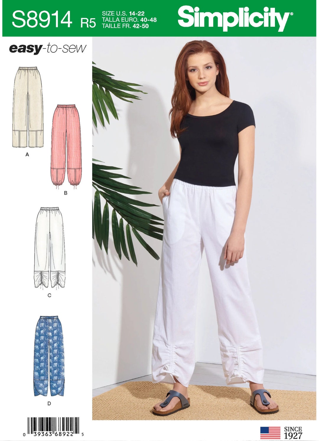 Simplicity S8922 Sewing Pattern Misses Pull-on Pants With Leg ...