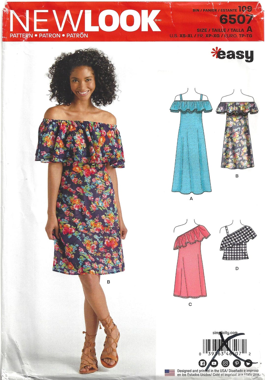 New Look 6507 Sewing Pattern Misses Easy to Make off the Shoulder ...
