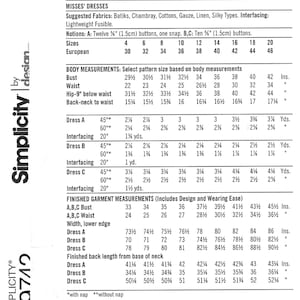 Simplicity S9742 Sewing Pattern Misses Button Front Dresses in Three ...