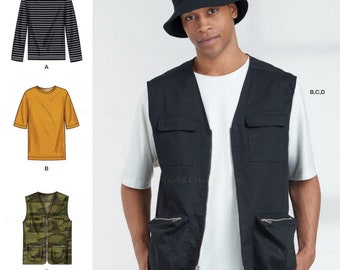 Simplicity S9758 Sewing Pattern Mens Relaxed Fit Button Front Shirt ...