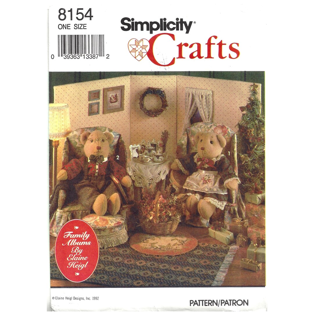 Simplicity 8154 Sewing Pattern Vintage Bear With Clothes Furniture and ...