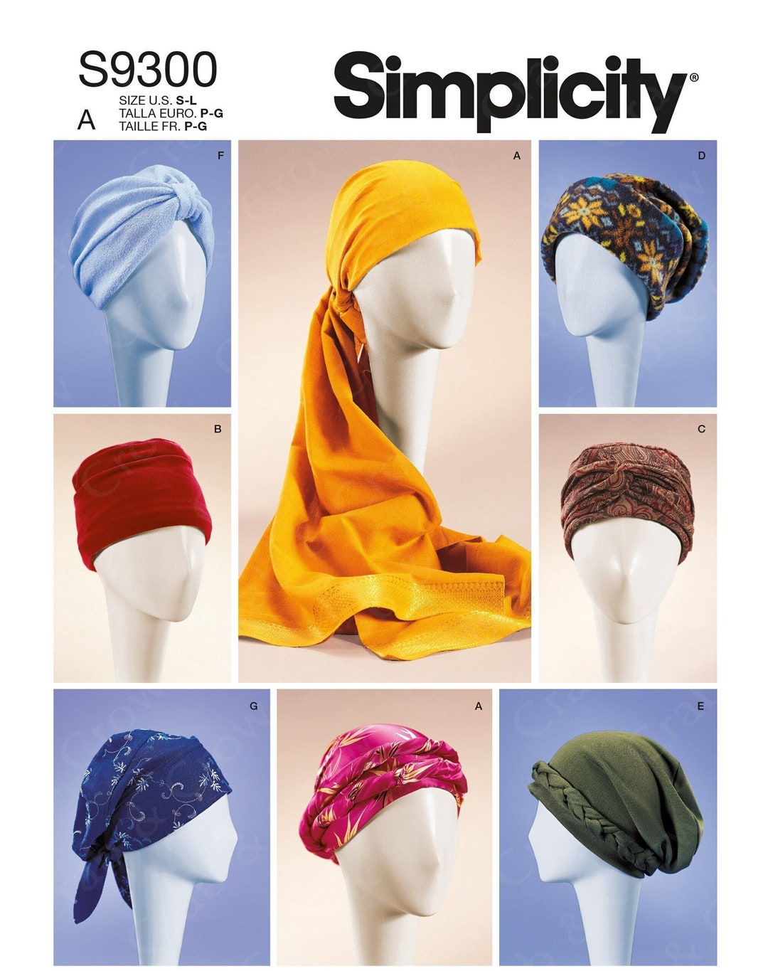 Simplicity S9300 Sewing Pattern Fashion Accessories Misses Turban Head ...