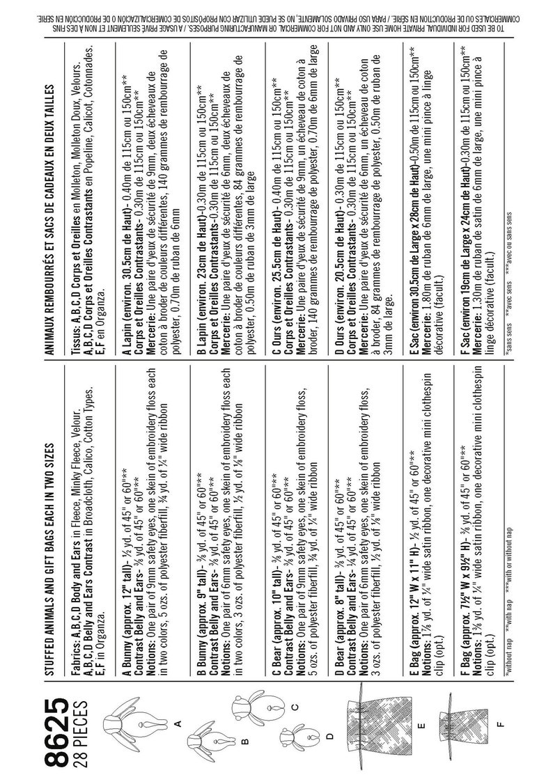 Simplicity 8625 Sewing Pattern for Stuffed Animals and Gift - Etsy